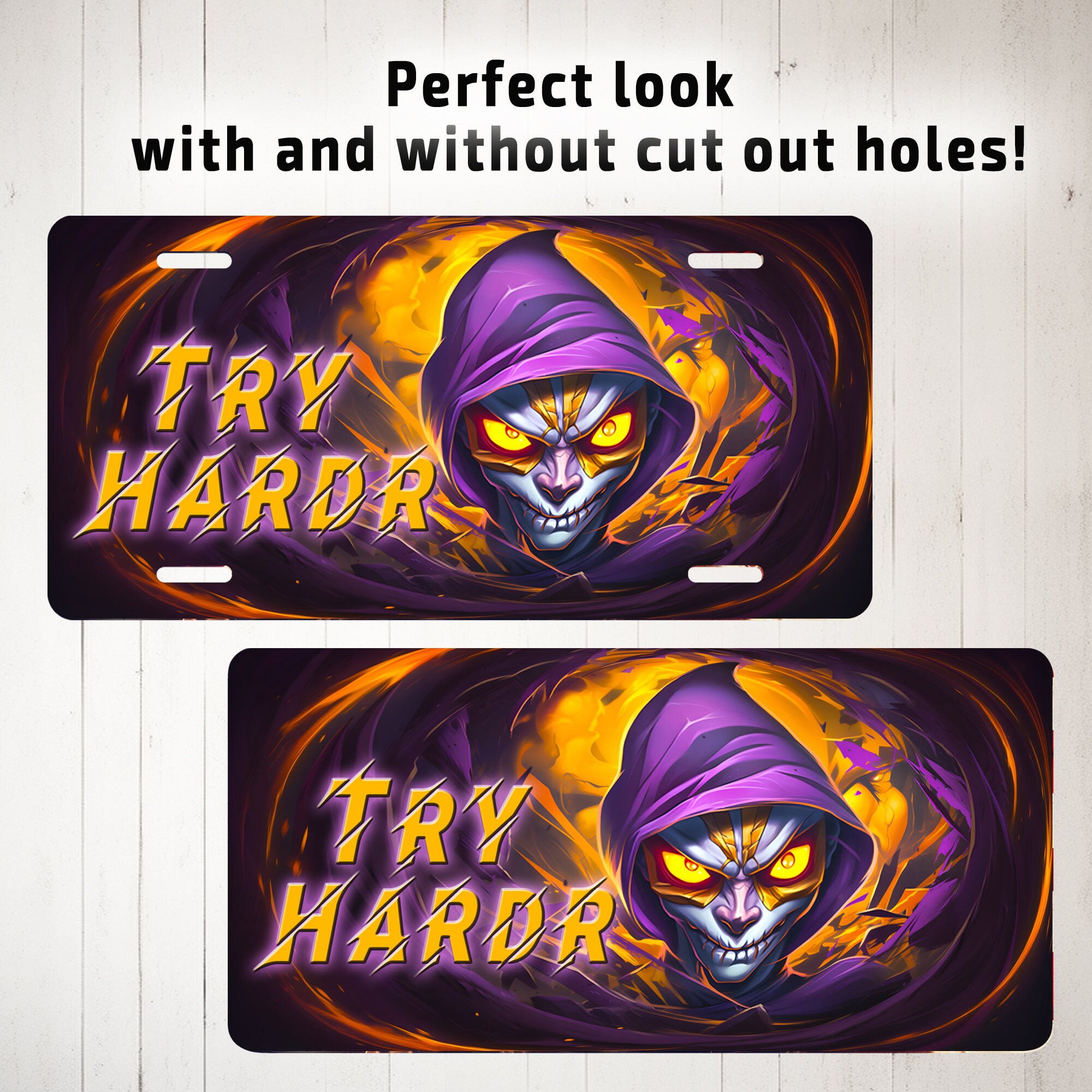 Skull 'try Hardr' Car License Plate PNG Design (digital Download) - Etsy
