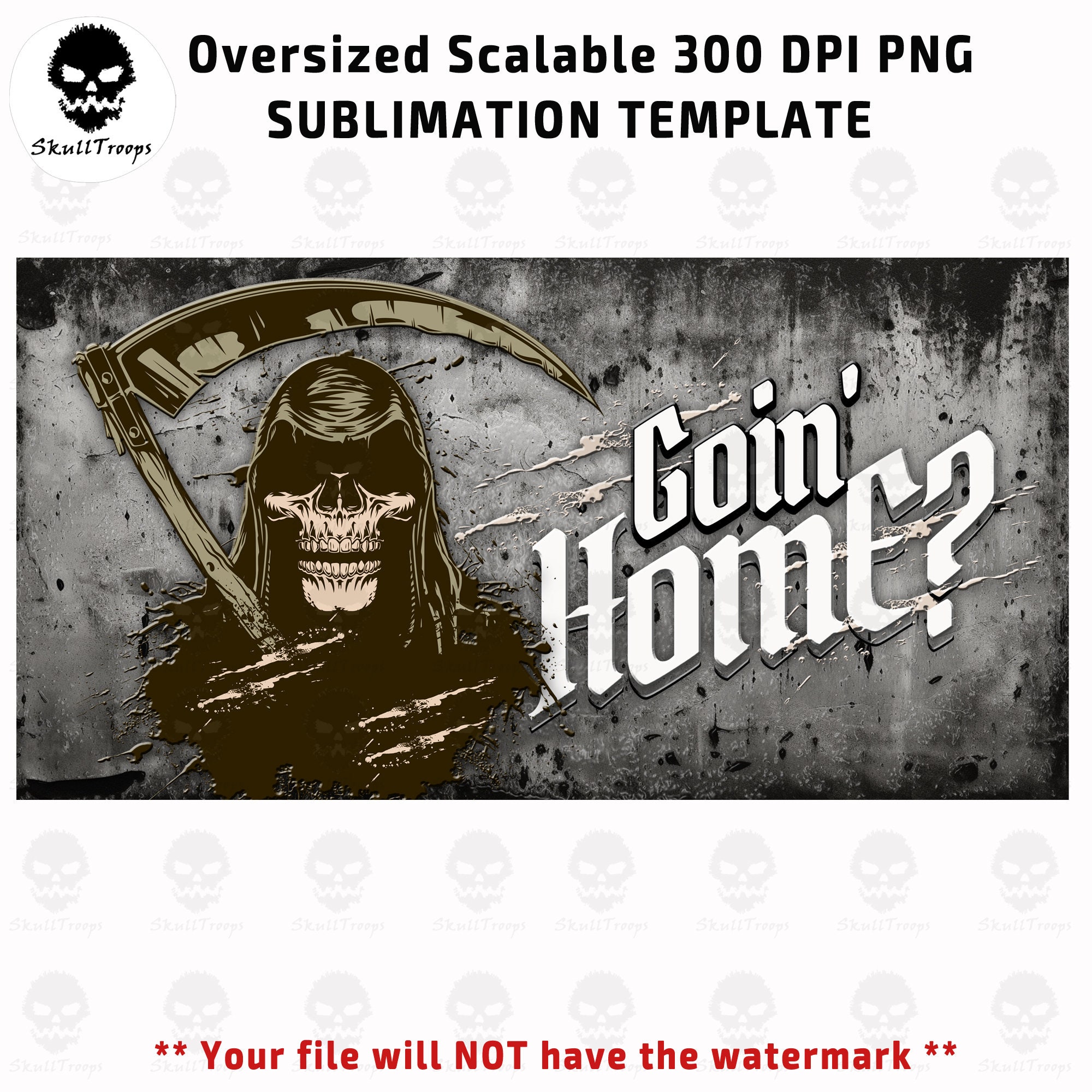 Skull Grim Reaper Goin' Home Car License Plate PNG 300 - Etsy