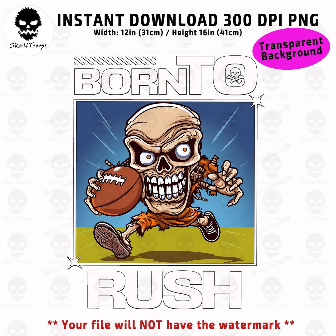 Skull Born to Rush PNG 300 Dpi Digital Download. Sublimation DTF DTG ...