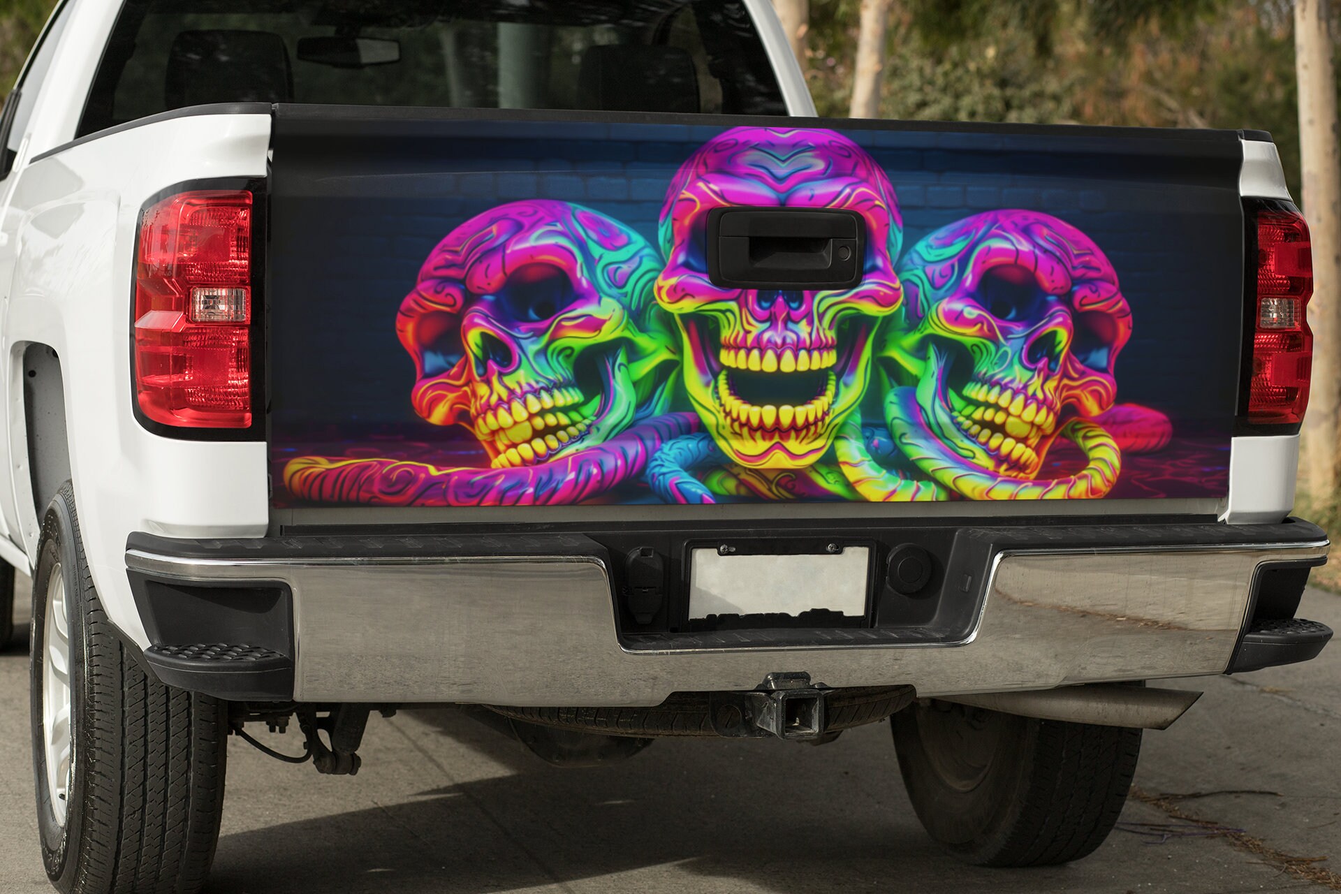 Skull & Snakes License Plate Design: Neon Pop Art (digital Download) - Etsy