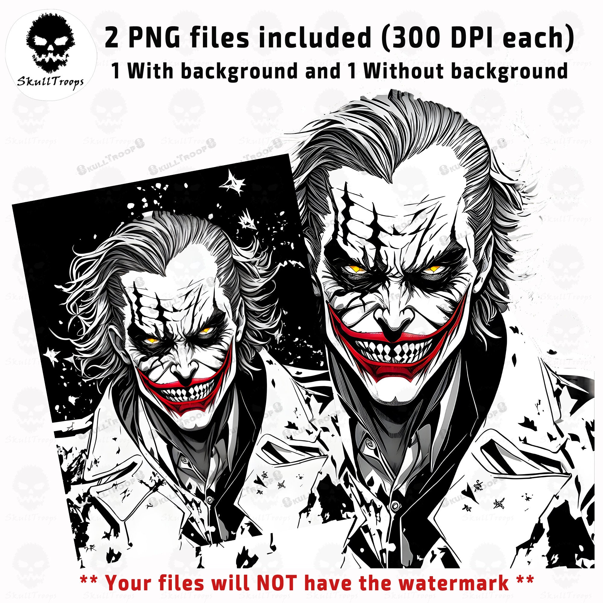 Mirthful Madness: A Joker Sketch PNG 300 Dpi Digital Download. Freehand ...
