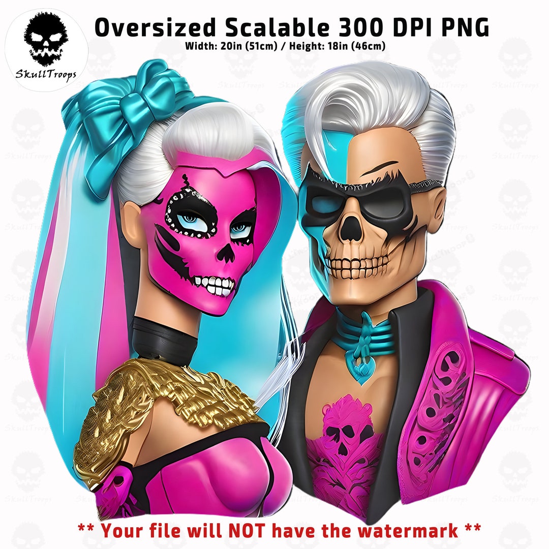 Skull Barb and Ken Seductive Enigma PNG 300 Dpi. Sublimation, DTF, DTG ...