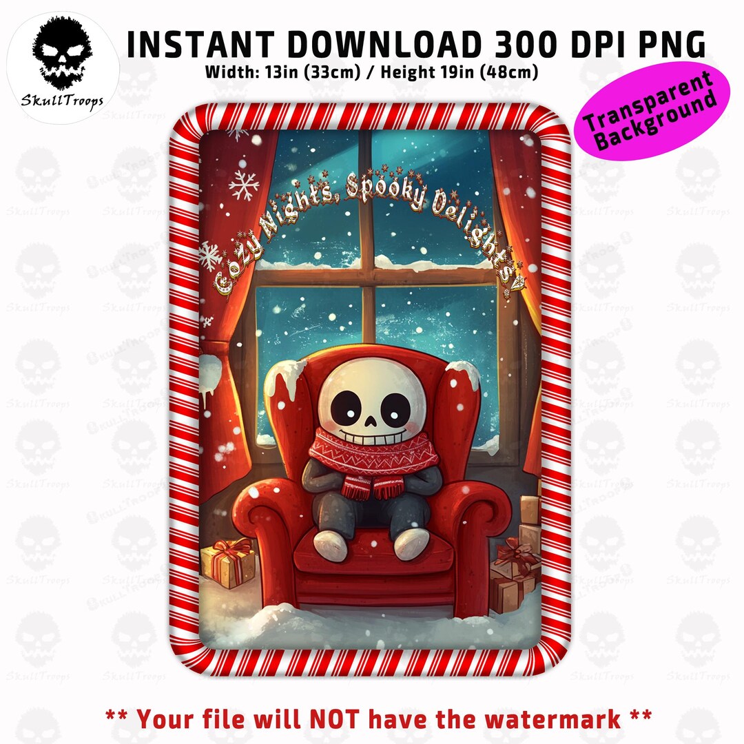 Cozy Skull Christmas PNG: Snowman Art, Winter Fireplace Decor (digital ...