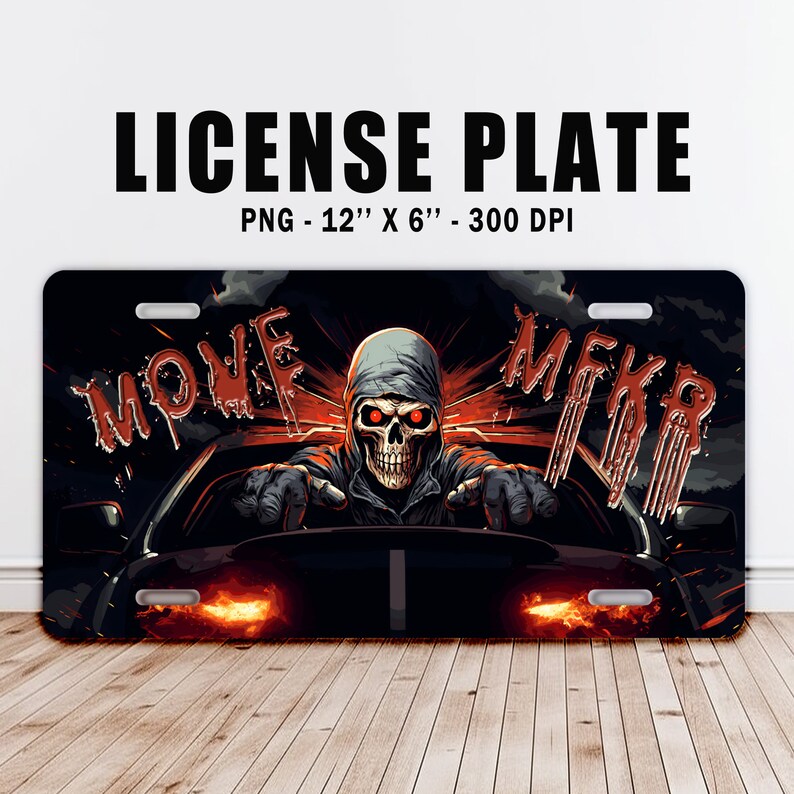 Skull Move Mfkr Car License Plate PNG, 300 DPI Instant Digital Download ...