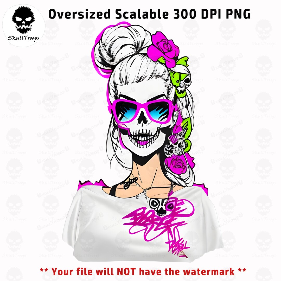 Skull Diva 80s Glam PNG Design. 80s Sublimation, Popstar DTF, DTG ...