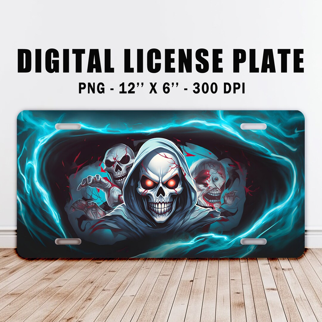 Skull Spectral Ride Car License Plate PNG: Spooky Design, Freaky Horror ...