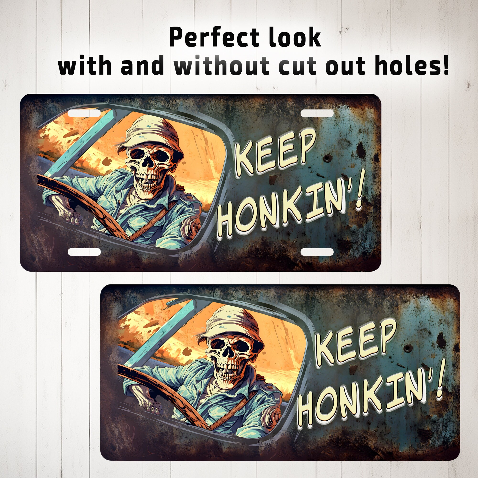 Skull Keep Honking Car License Plate PNG, 300 DPI Digital Download ...