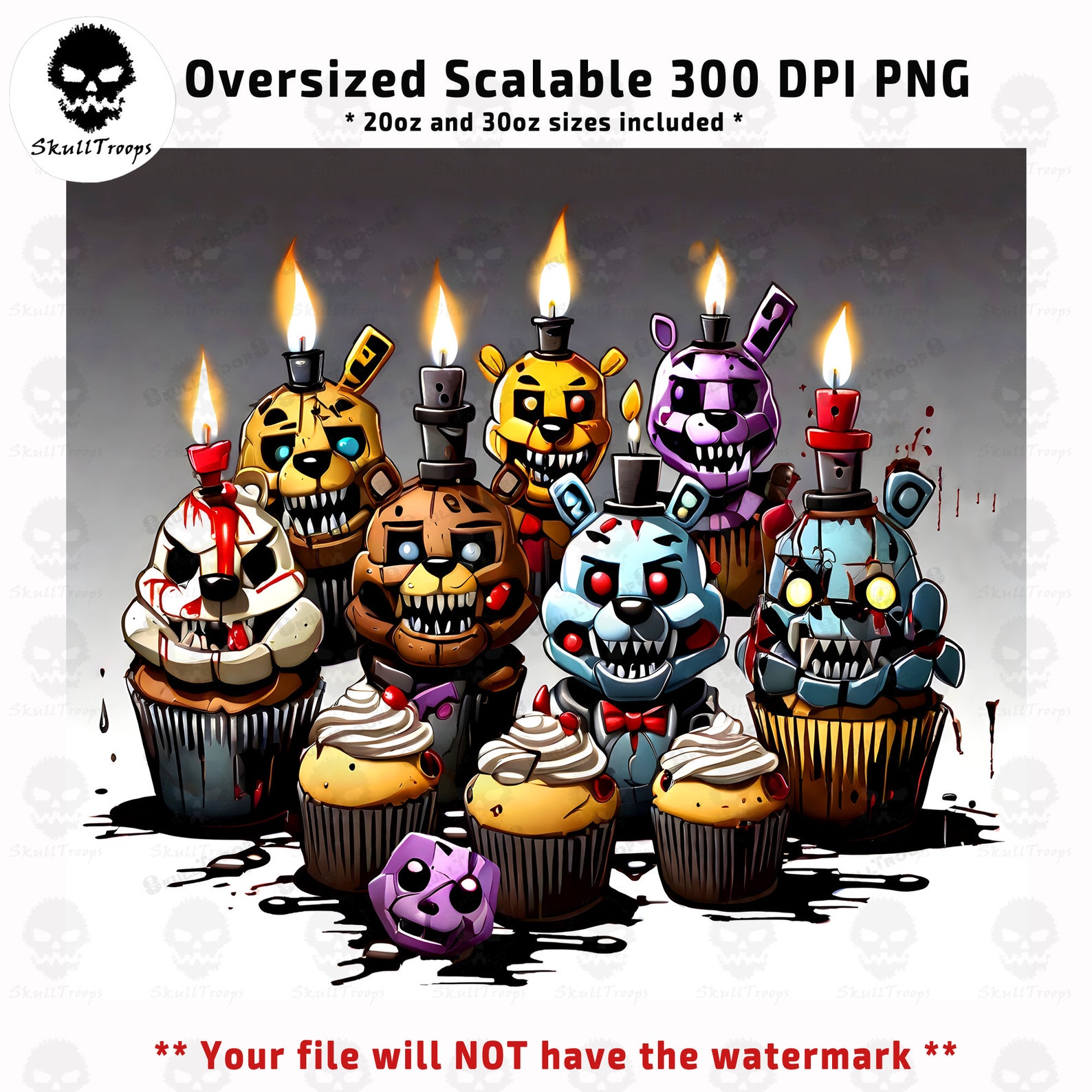 Killer Cupcakes Tumbler Wrap Seamless 20oz/30oz Skinny Tumbler ...