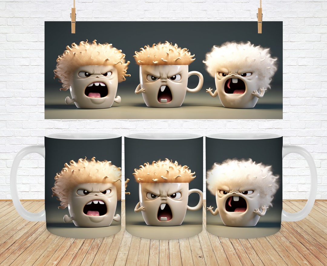 Skull Fuzzy Fury Mug Wrap: Kawaii Monster Coffee Cup (digital Download ...