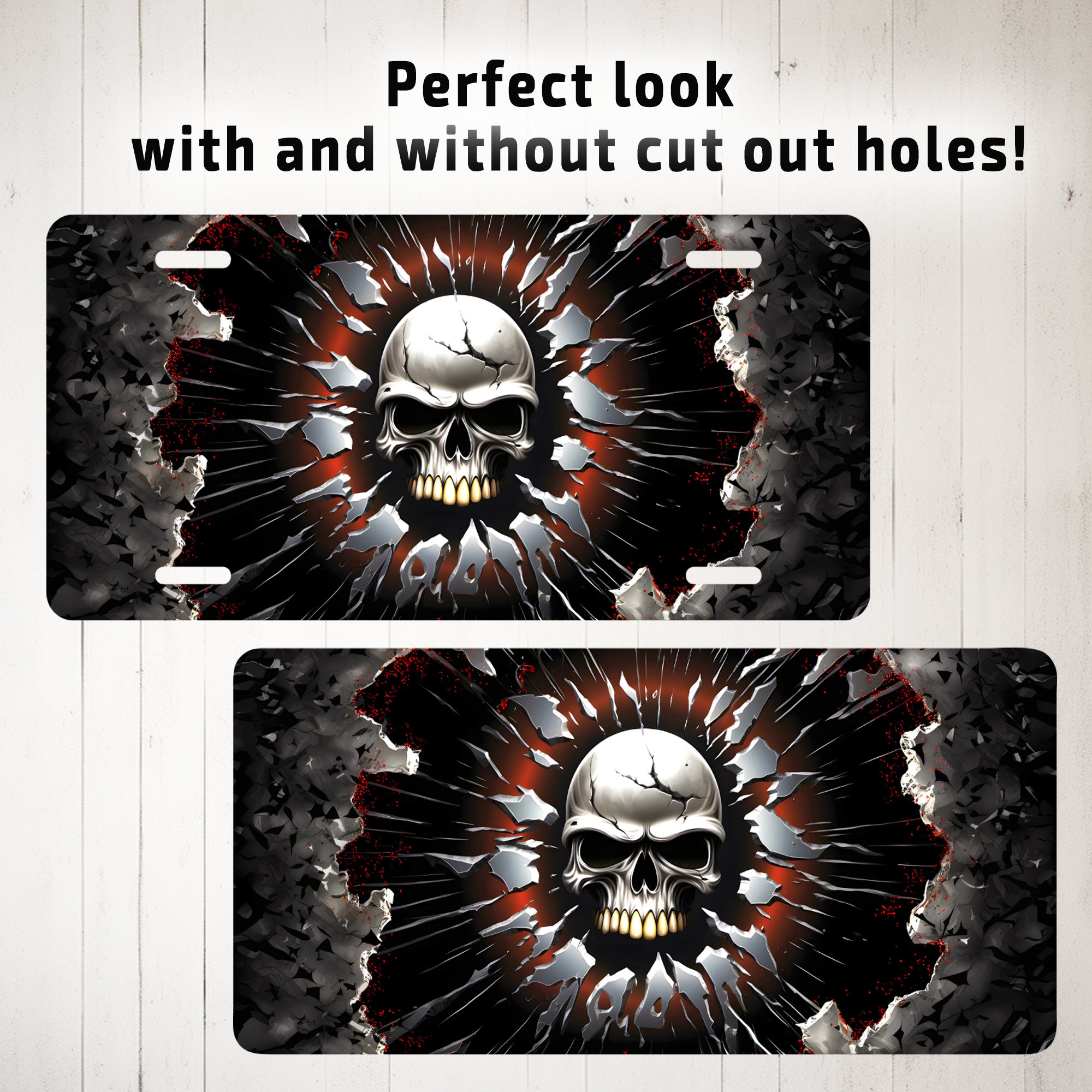 Skull Torn Metal Car License Plate PNG, 300 DPI Instant Digital Download, Sublimation Printing ...