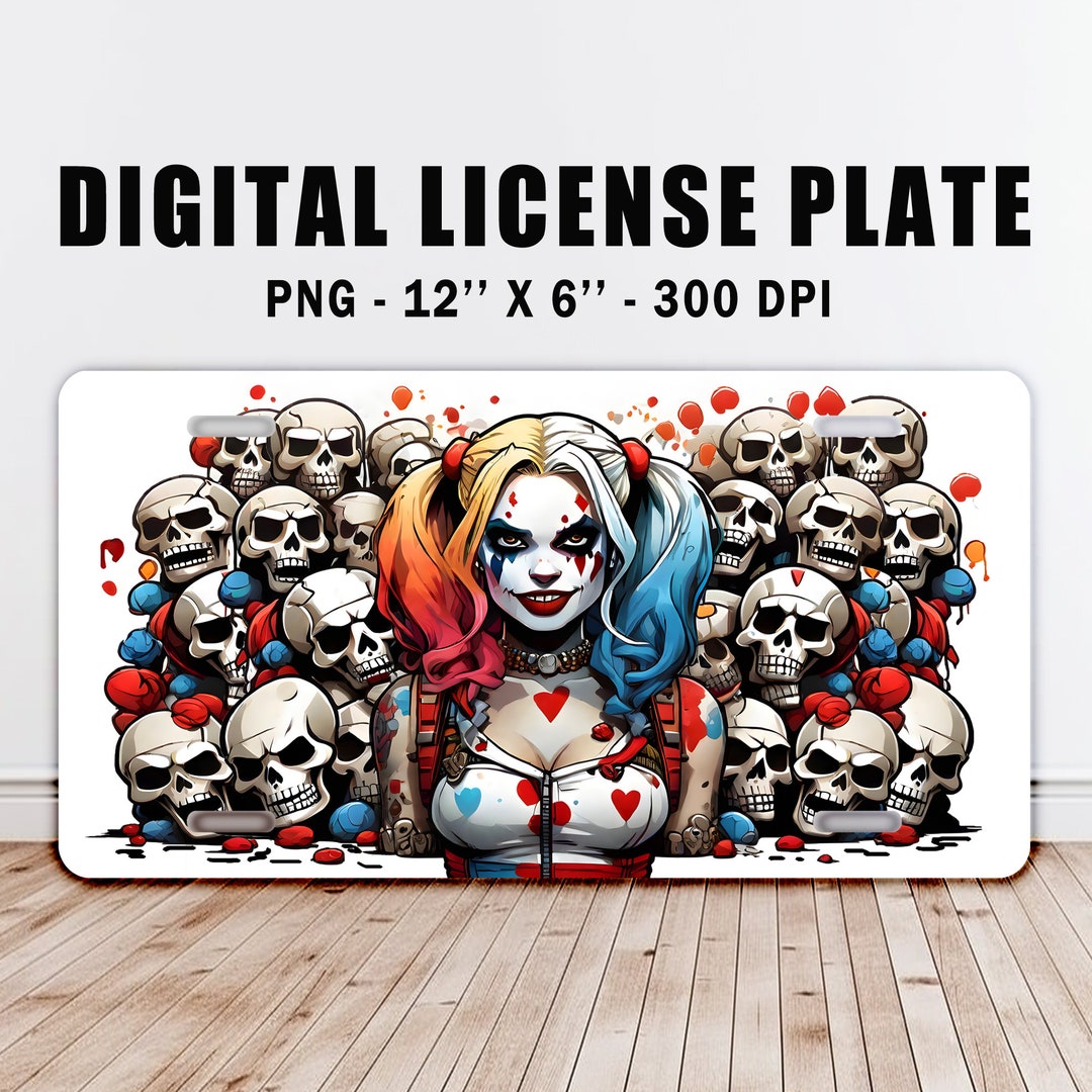 Skull Harley Chaos License Plate PNG: Geeky Nerdy Horror Art ...