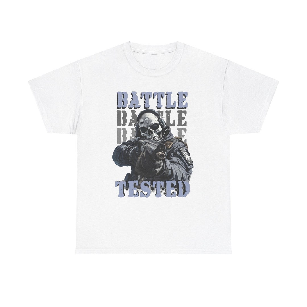 Skull Battle Tested T-shirt Unisex, Premium 100% Heavy Cotton Tee Sizes ...