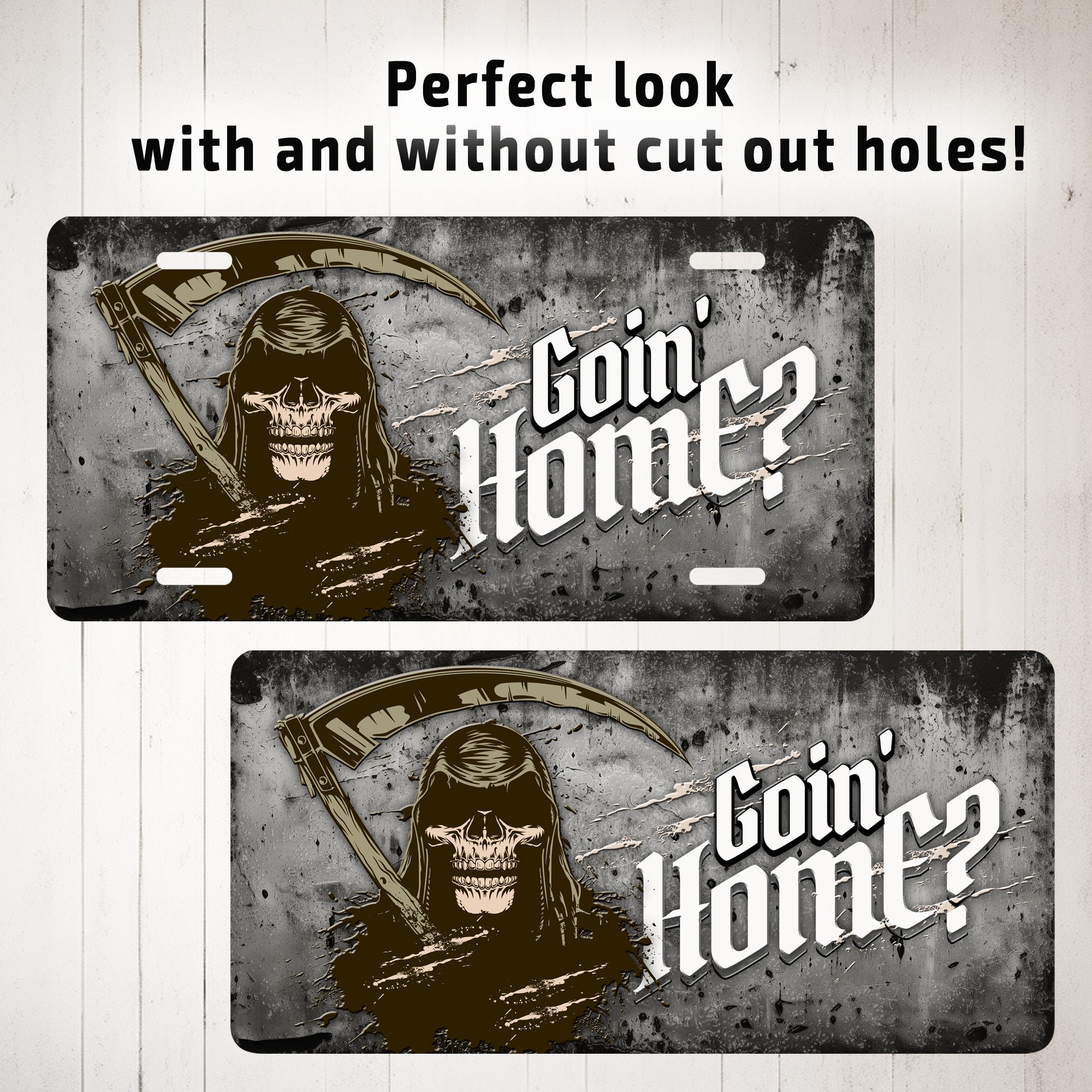 Skull Grim Reaper Goin' Home Car License Plate PNG 300 - Etsy