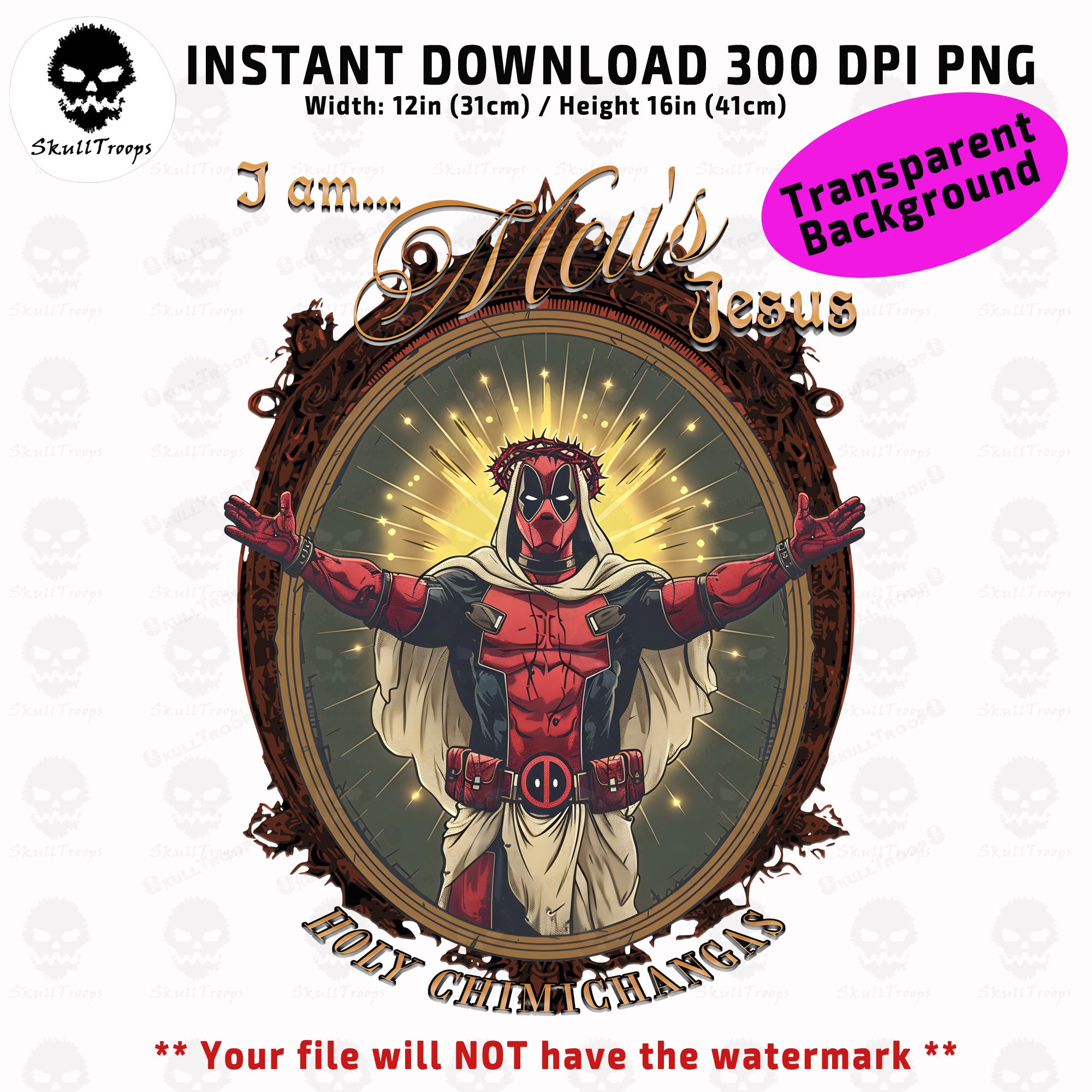 MCU Jesus Png 300 Dpi Digital Download. Sublimation, DTF DTG. Wall Art ...