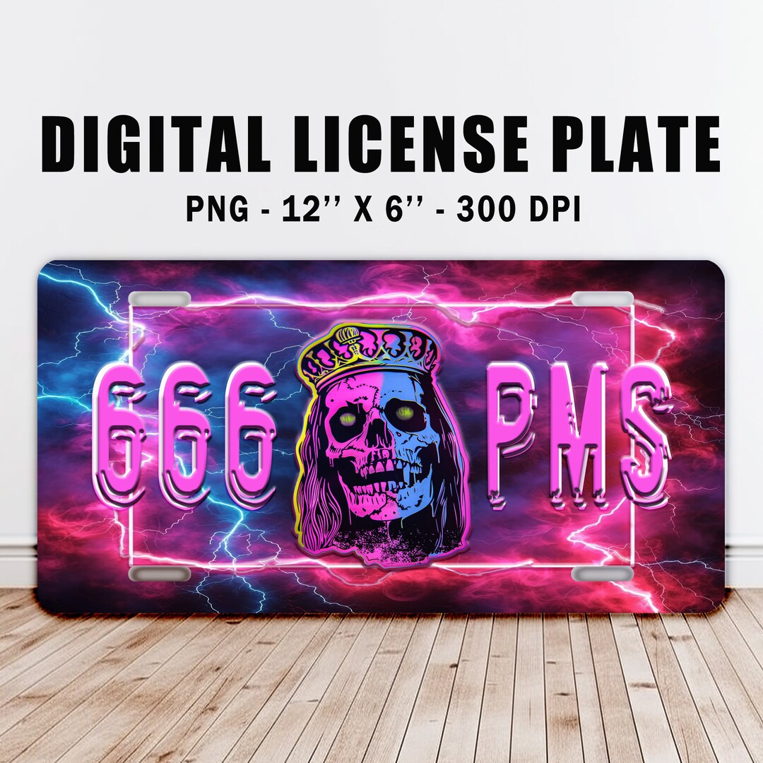 Skull 666 PMS License Plate PNG Design (digital Download) - Etsy