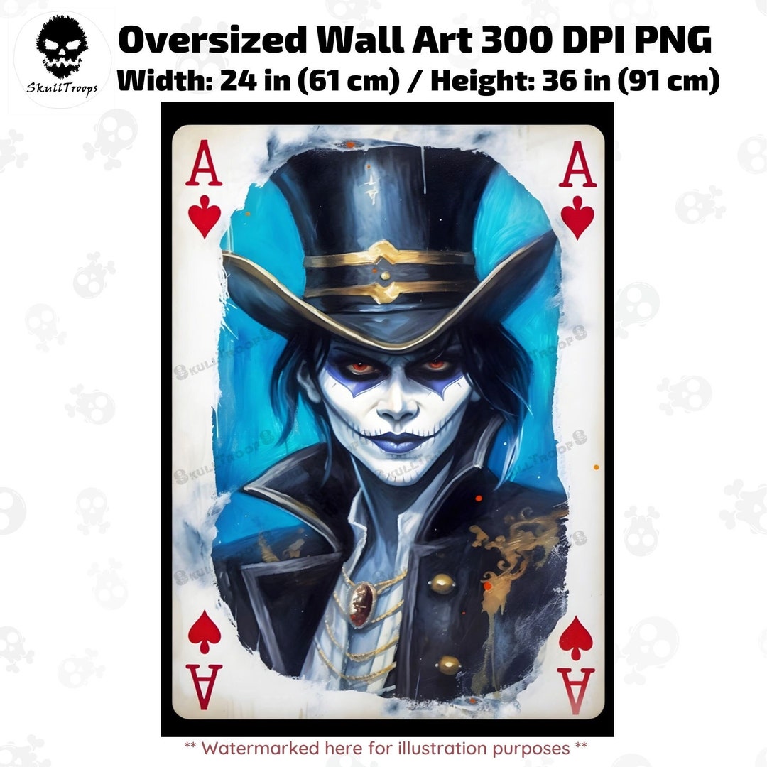 Skull Joker Ace of Spades Art: Vampire Card Design (digital Download ...