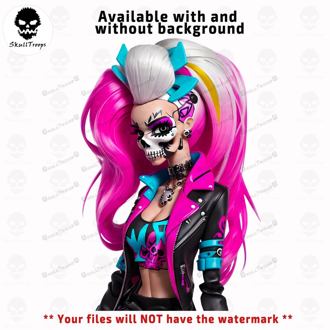 Skull Barbi Unicorn Waves PNG 300 Dpi. Sublimation, DTF, DTG. Resizable ...