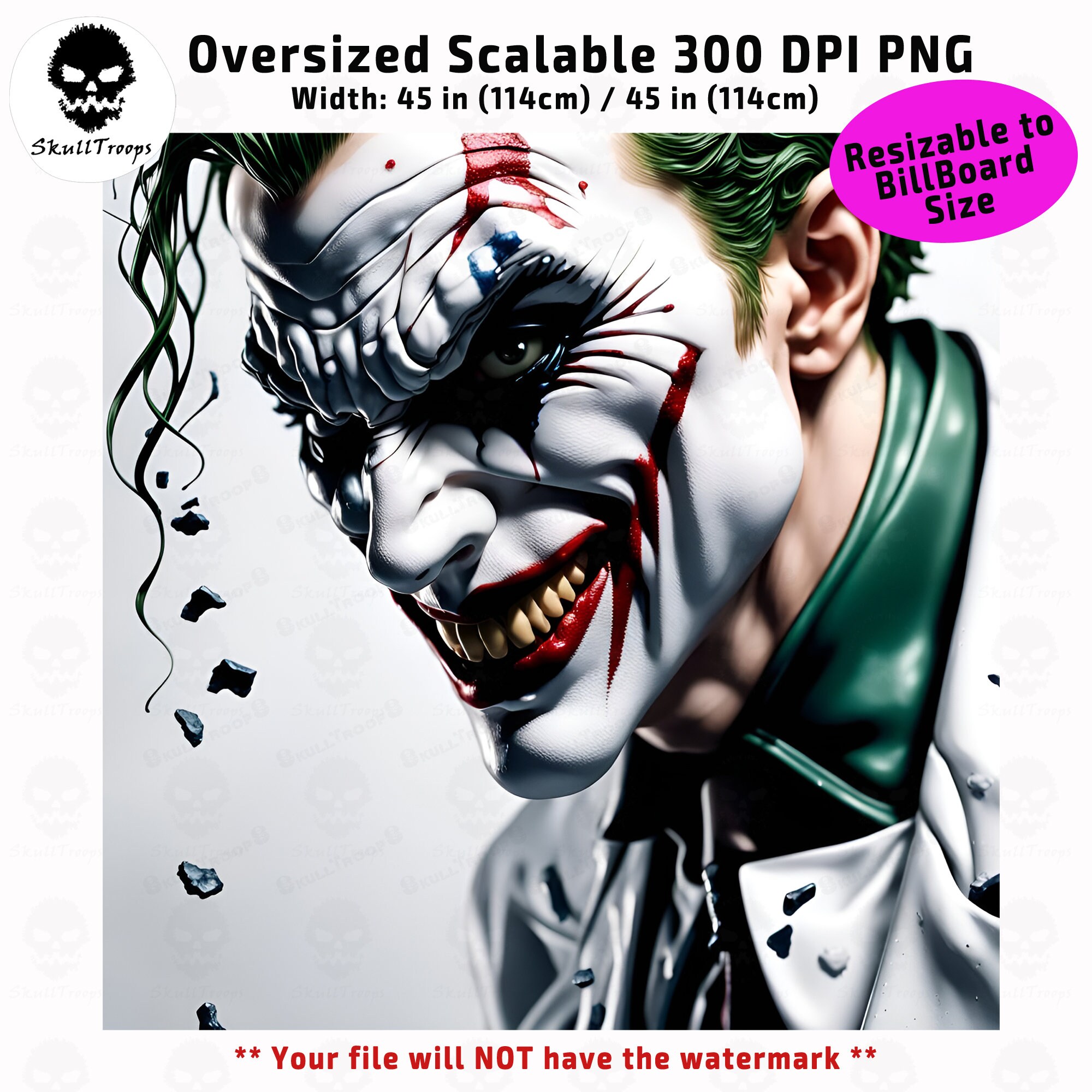 Visage of Decay PNG 300 Dpi. Joker Wall Art, Room Decor, Sublimation ...