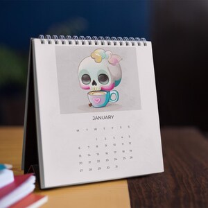 2025 Monthly Calendar Cute Skulls and Latte. Digital Printable ...