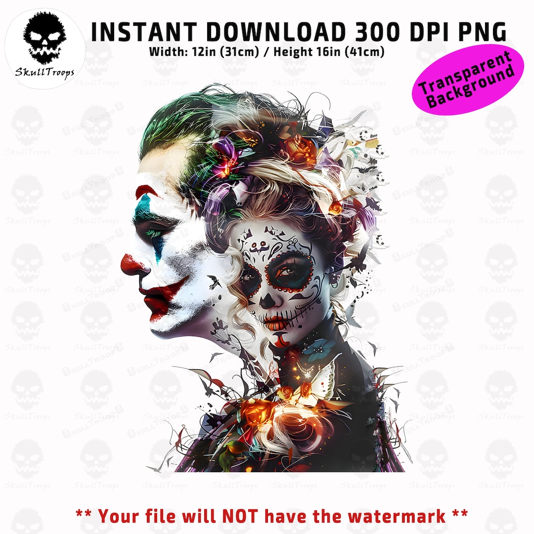Sugar Skull Gaga Joker Fusion PNG Design. Digital Download. Sublimation ...