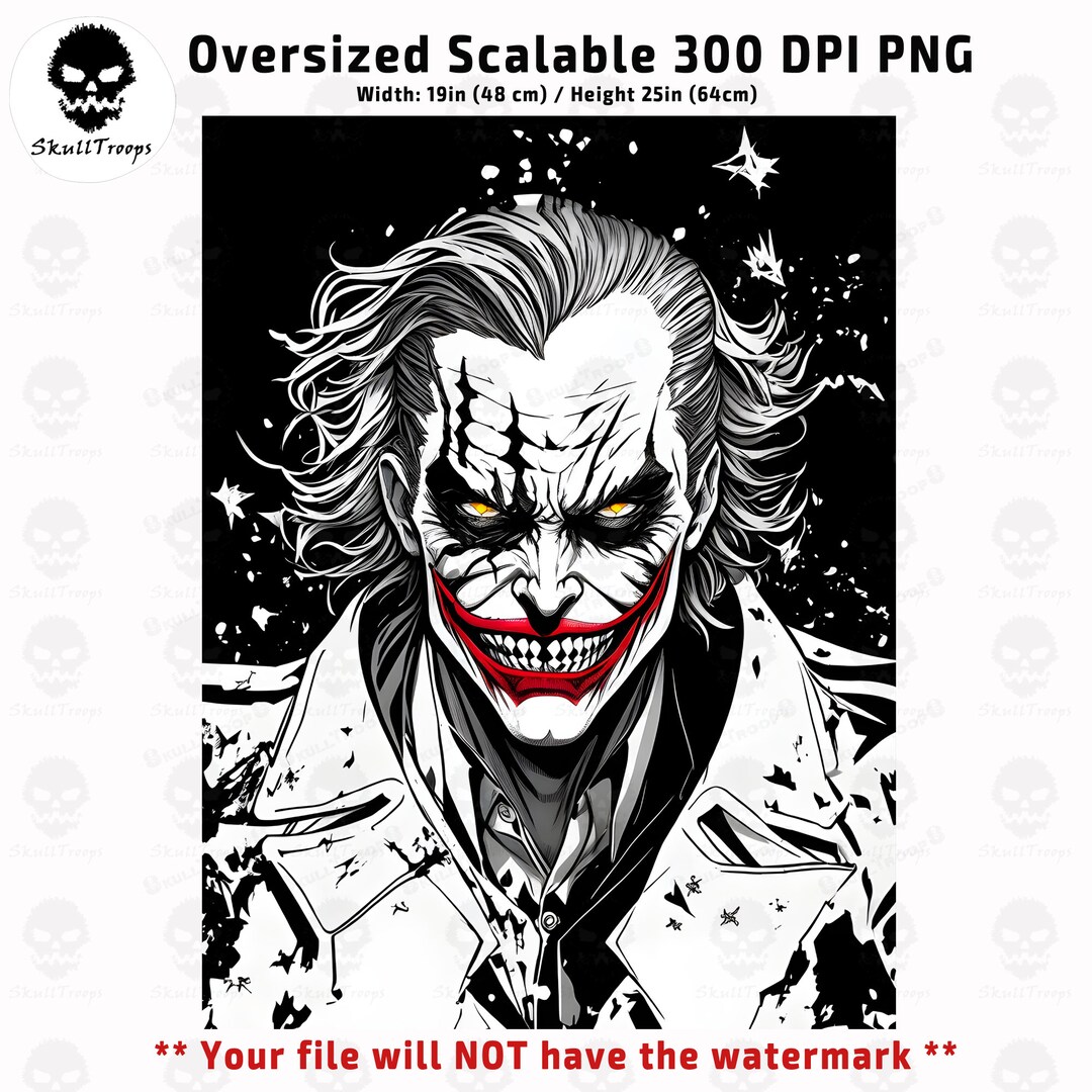 Mirthful Madness: A Joker Sketch PNG 300 Dpi Digital Download. Freehand ...