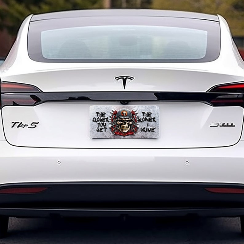 Skull the Closer You Get Car License Plate PNG, 300 DPI Digital ...