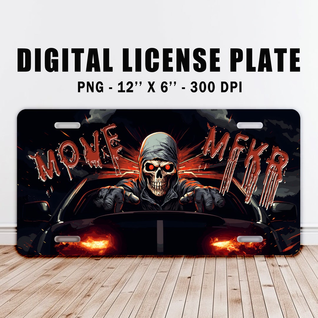 Skull Move Mfkr Car License Plate PNG, 300 DPI Instant Digital Download ...