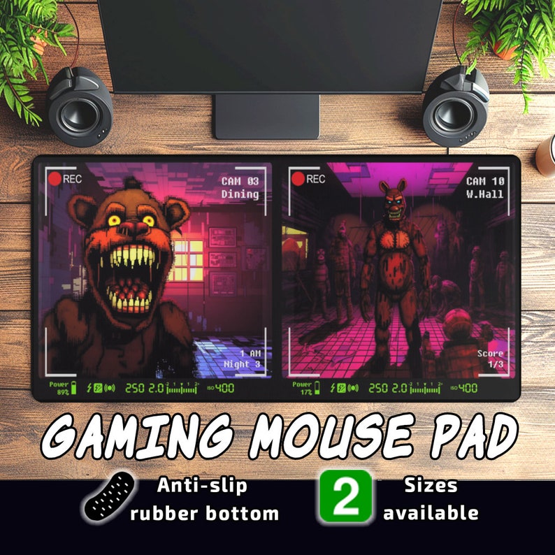 FNAF Gaming Mouse Pad: Animatronics Footage. Large Desk Mat Anti Slip ...