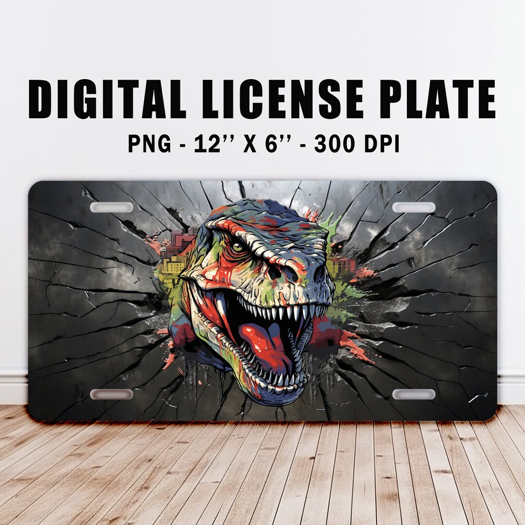 Skull Dino License Plate PNG: Monster Beast Design, Sublimation ...