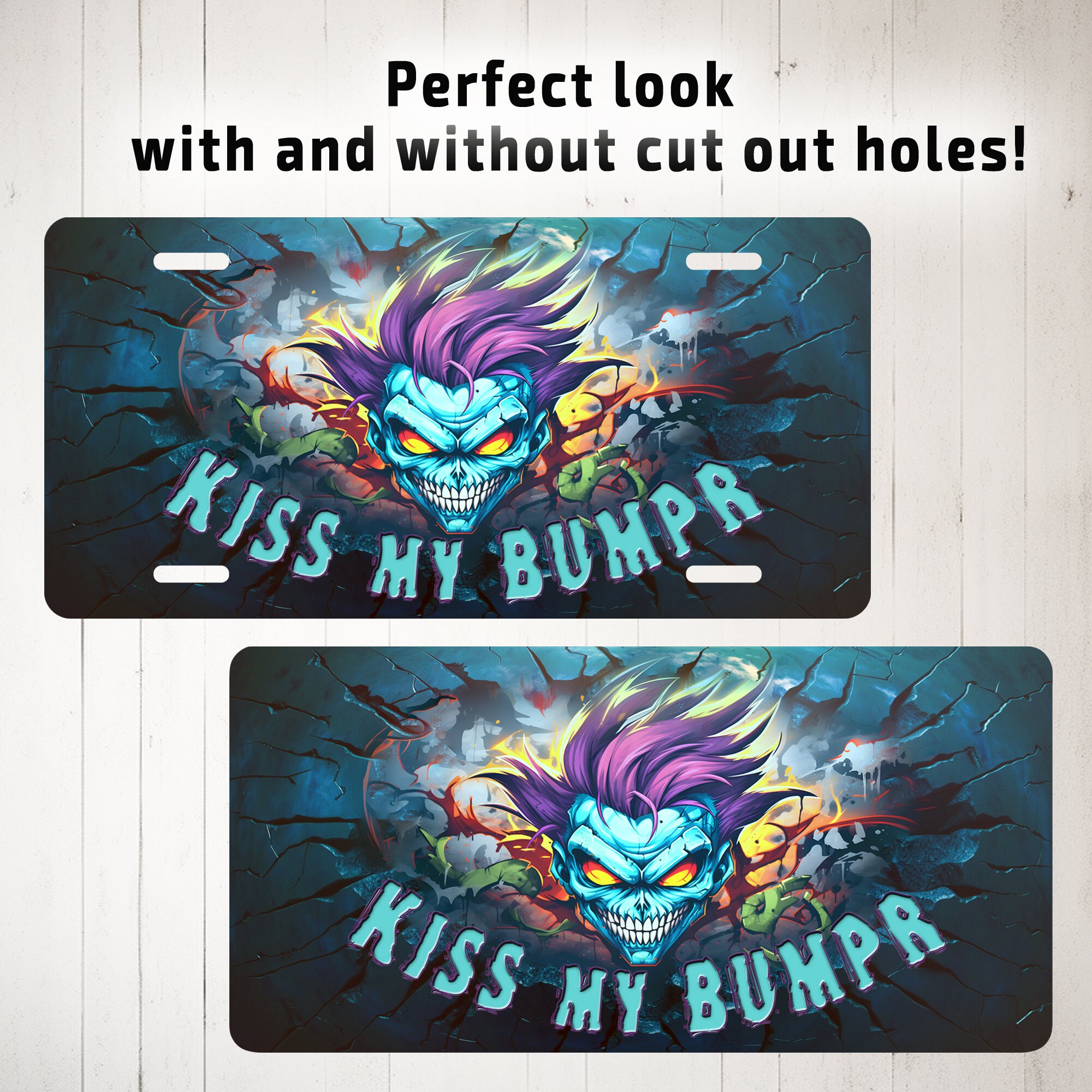 Skull Kiss My Bumpr Car License Plate PNG, 300 DPI Instant Digital ...