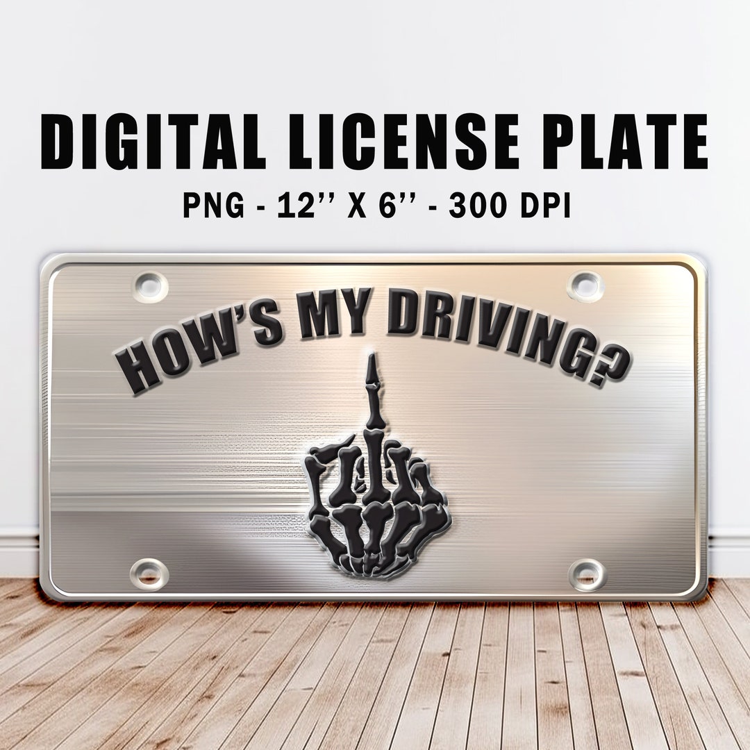 Funny Skeleton Hand: License Plate PNG Design. Middle Finger Sign, Road ...