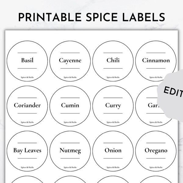 Round Spice Labels - Etsy