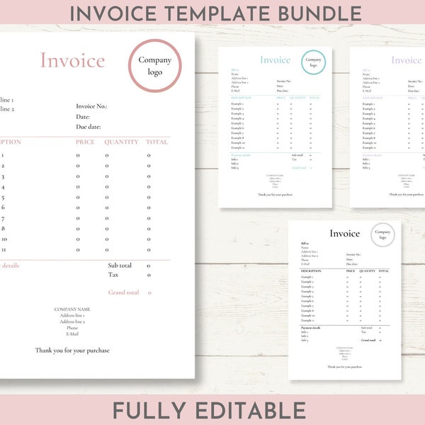 Invoice Template Pastel - Etsy
