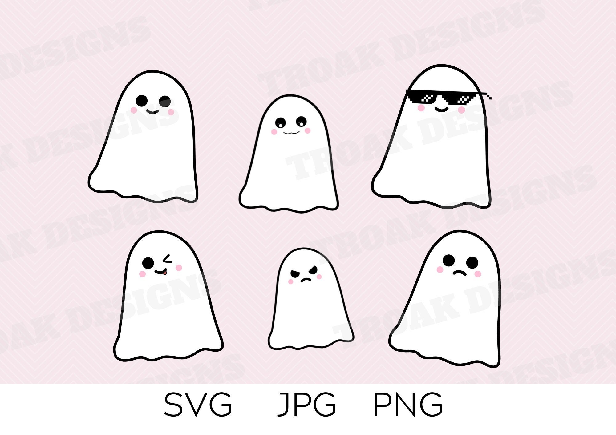Cute Ghost SVG File, Instant Download, JPG PNG, Commercial Use ...
