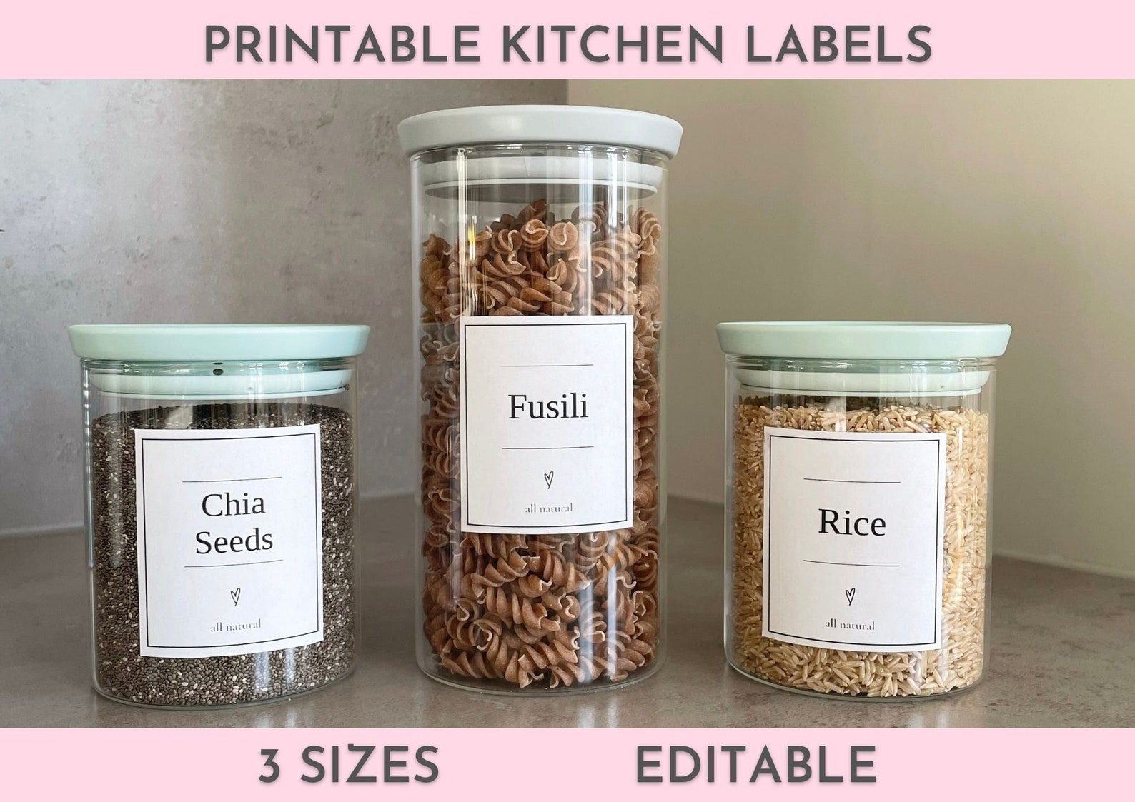 Printable Kitchen Labels, Pantry Sticker Template, Editable Storage ...