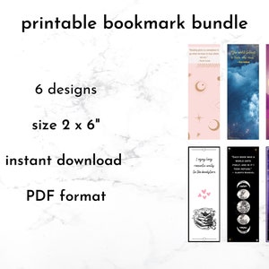 Printable Bookmarks, Instant Download Bookmark Bundle, Digital Bookmark ...