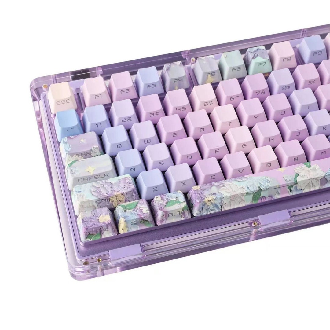 133keys Violet Theme Keycap Set,purple Keycap,side Print Backlit Keycap ...