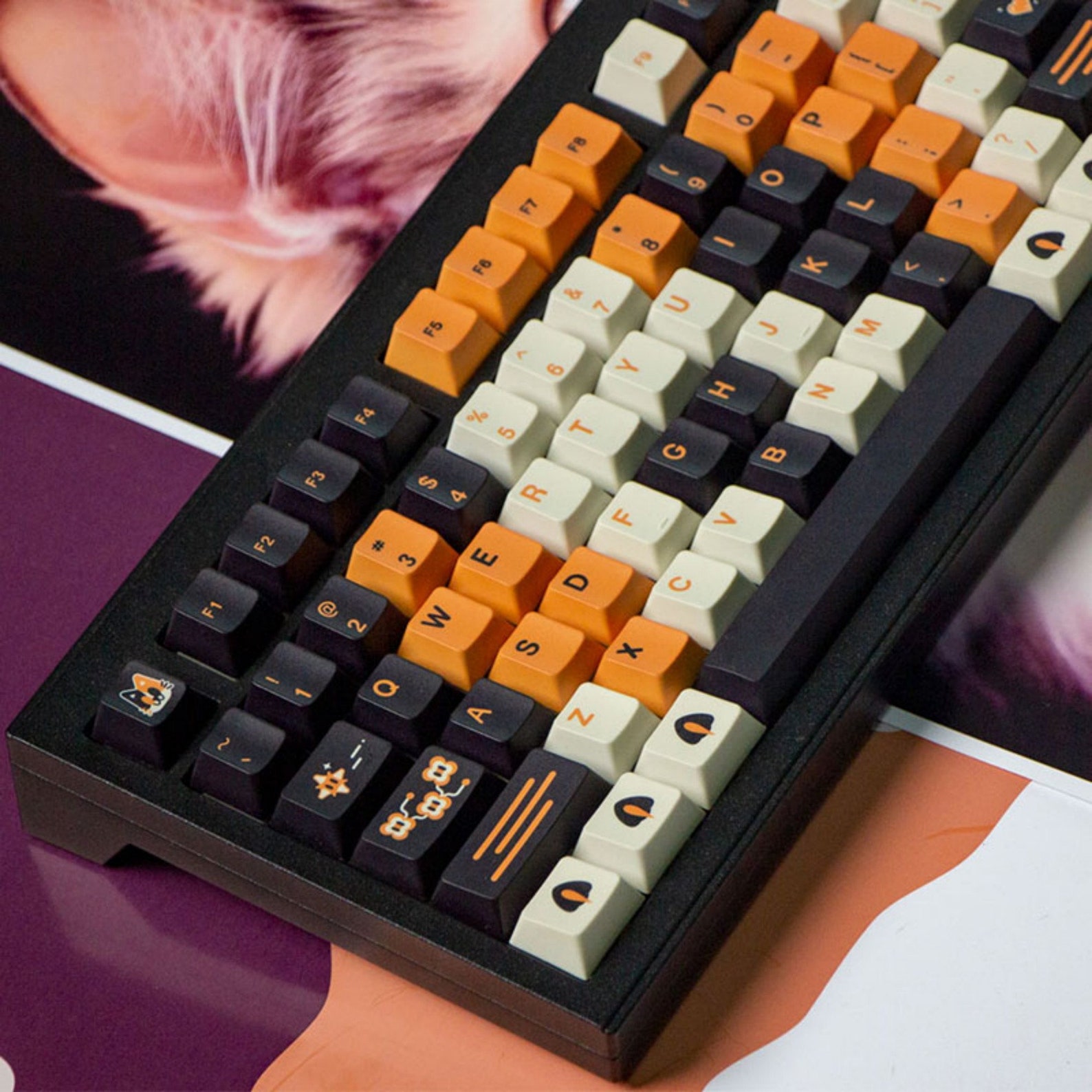 141PCS Calico Cat Theme Keycap Set,cute Keycap,cat Keycap,pbt Keycap ...