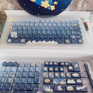 138PCS Star Bear Theme Keycap Set,blue Keycap,cute Keycap,pbt Keycap ...