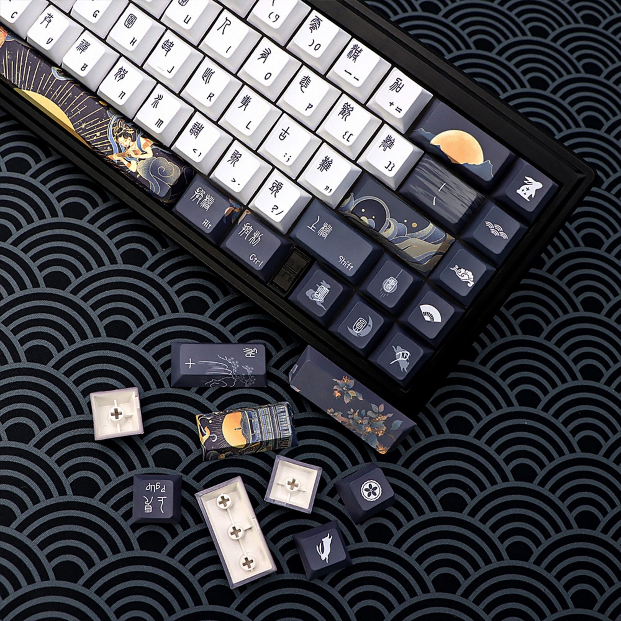 136PCS Vintage Night Moon Goddess Theme Keycap Set,chinese Keycap ...