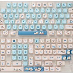 142PCS Blue Cats Keycap Set,cute Keycap,cat Keycap,pbt Keycap,xda ...