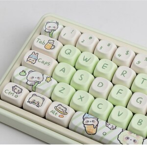 140pcs,milk Green Panda Theme Keycap Set,cute Anime Keycap,pbt Keycap ...