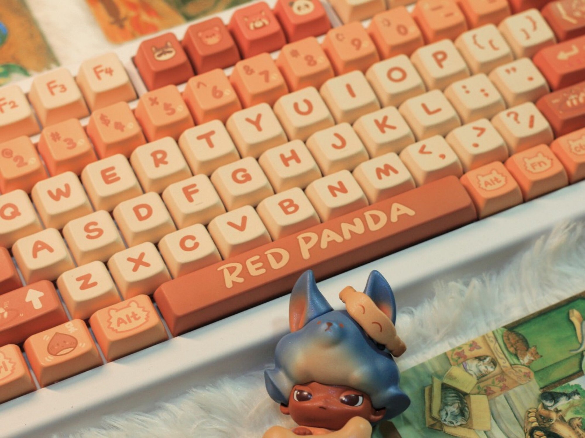 140PCS Red Panda Theme Keycaps Setmda Keycapspbt - Etsy