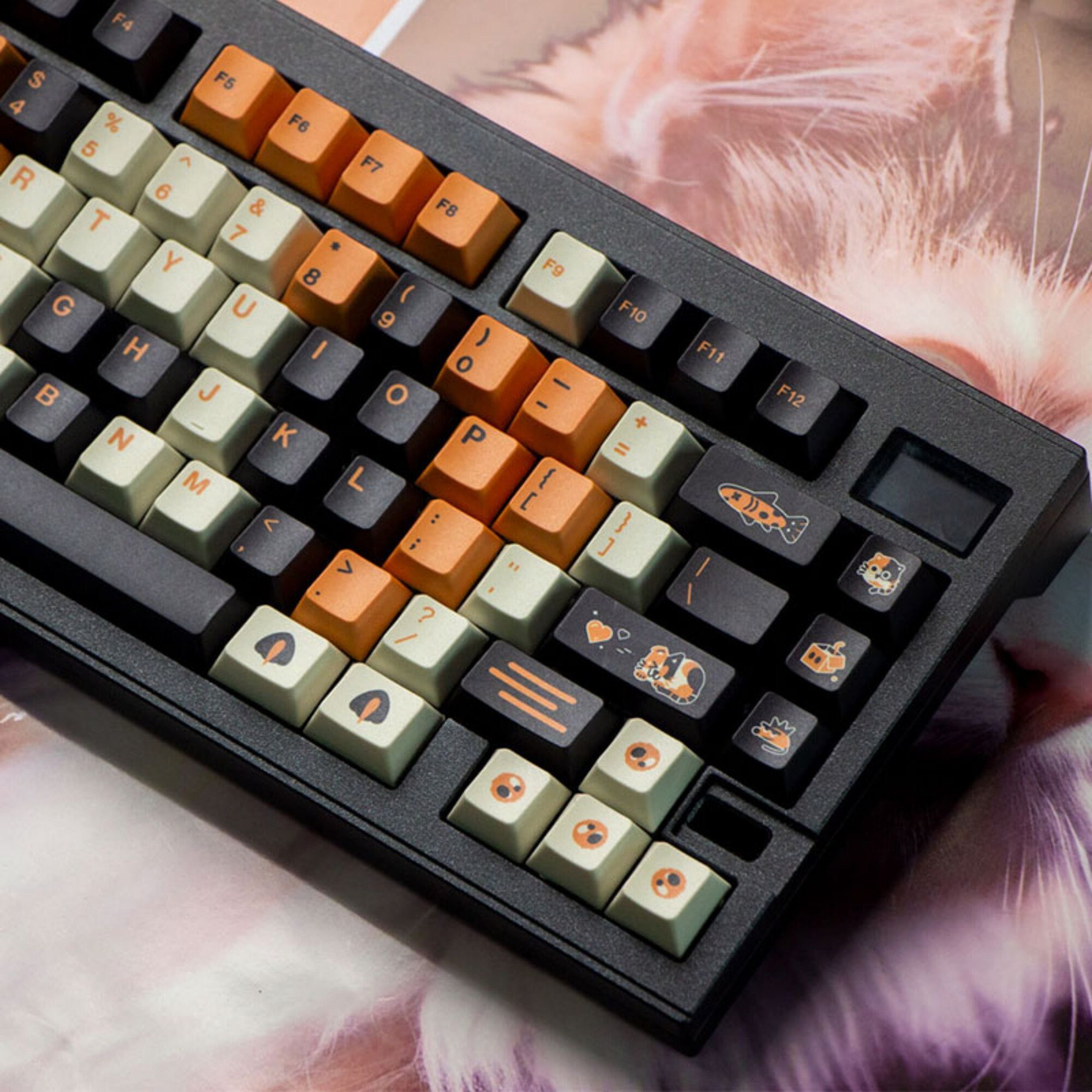 141PCS Calico Cat Theme Keycap Set,cute Keycap,cat Keycap,pbt Keycap ...