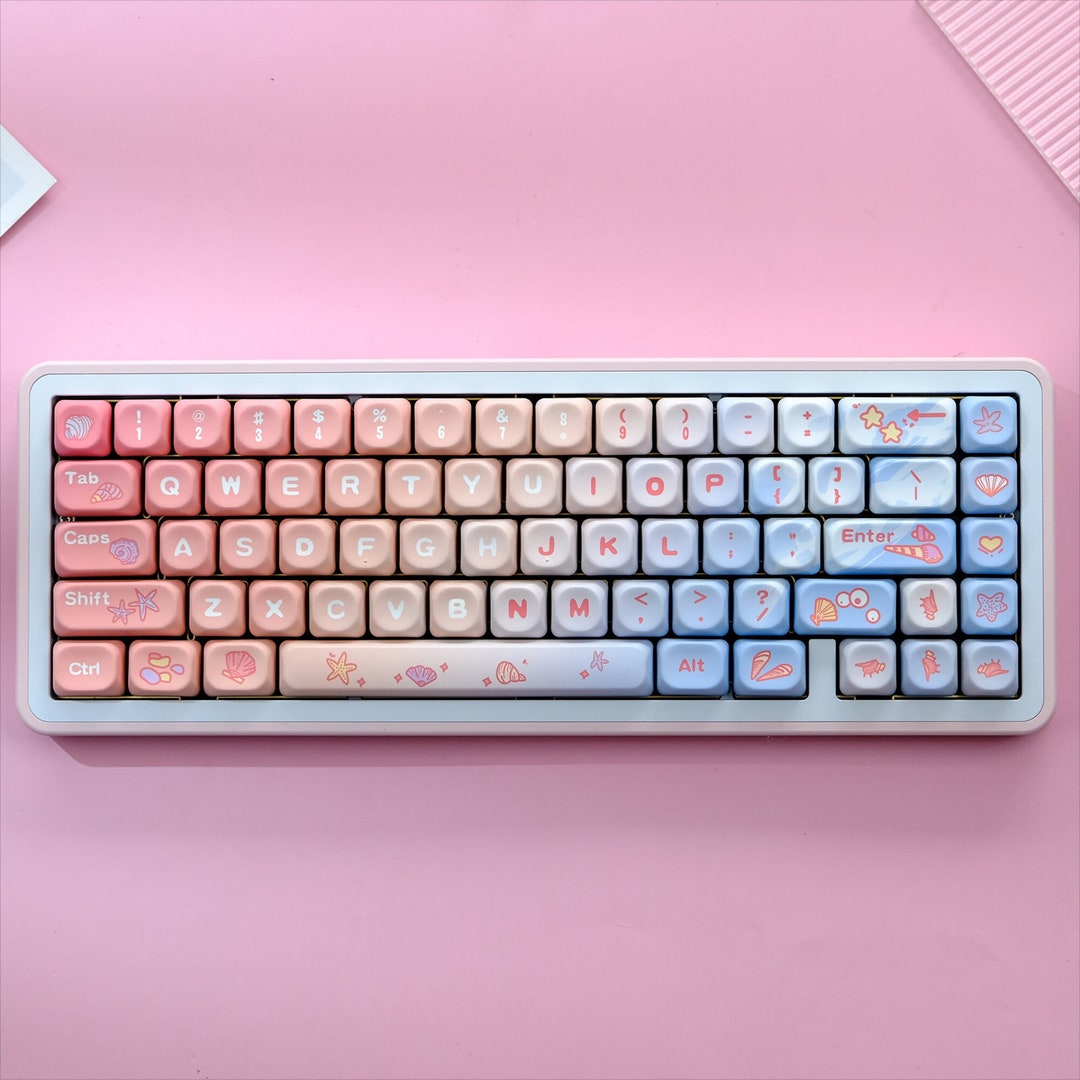 130PCS Dream Beach Theme Keycap Set,pink Keycap,cute Keycap,qx3 Keycap ...