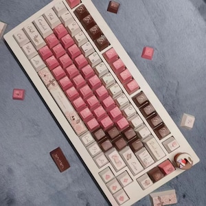 144PCS Skeleton Rose Theme Keycap Set,pink Keycap,halloween Gothic ...