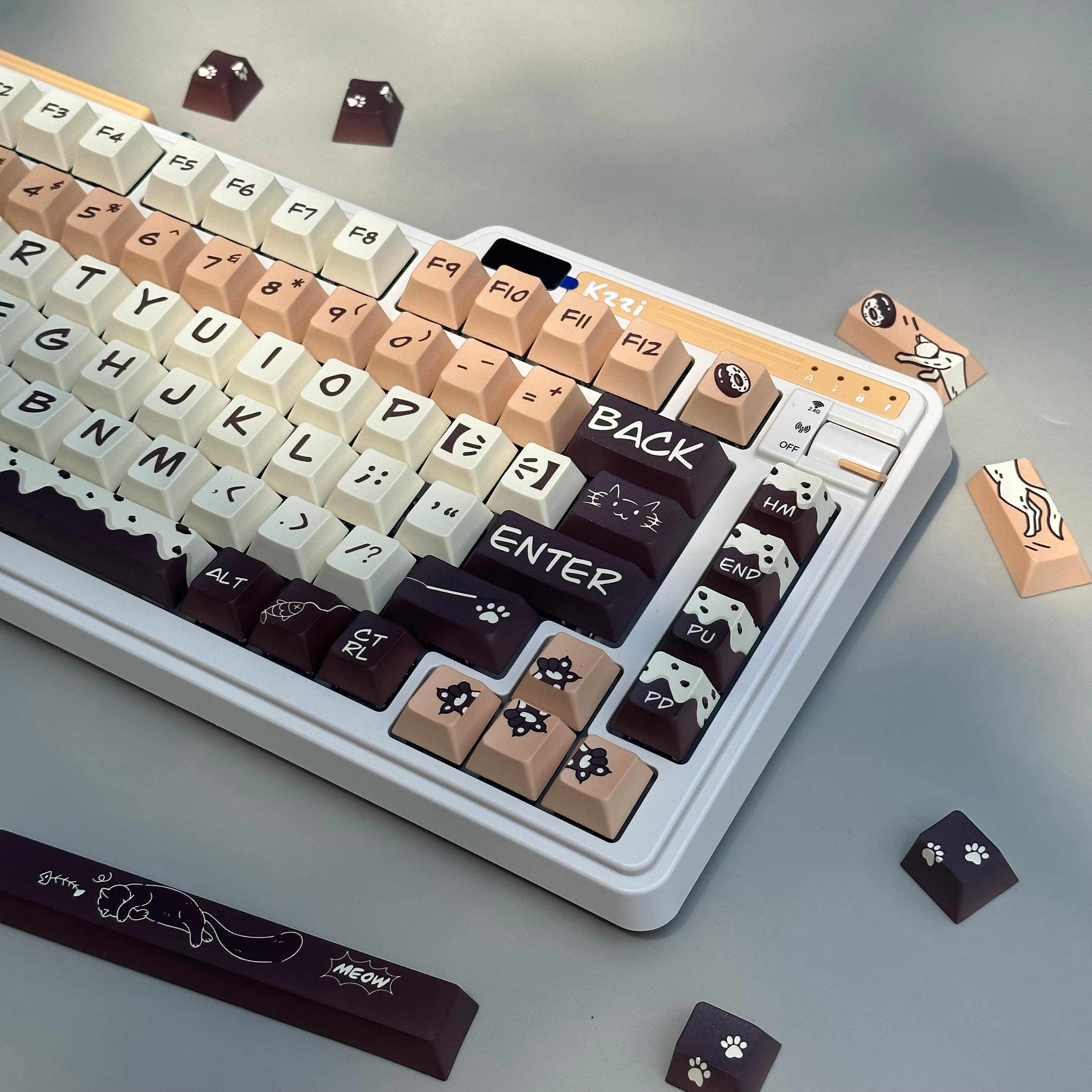 153PCS Chocolate Cat Theme Keycaps Set,cute Keycaps,kawaii Cat Keycap ...