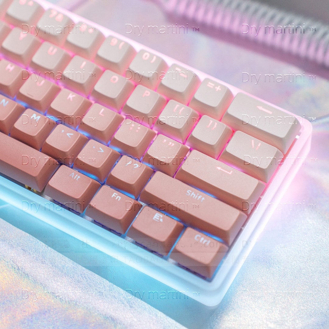 127keys Pink Gradient Theme Keycap Set,top Print Backlit Keycap,mda ...