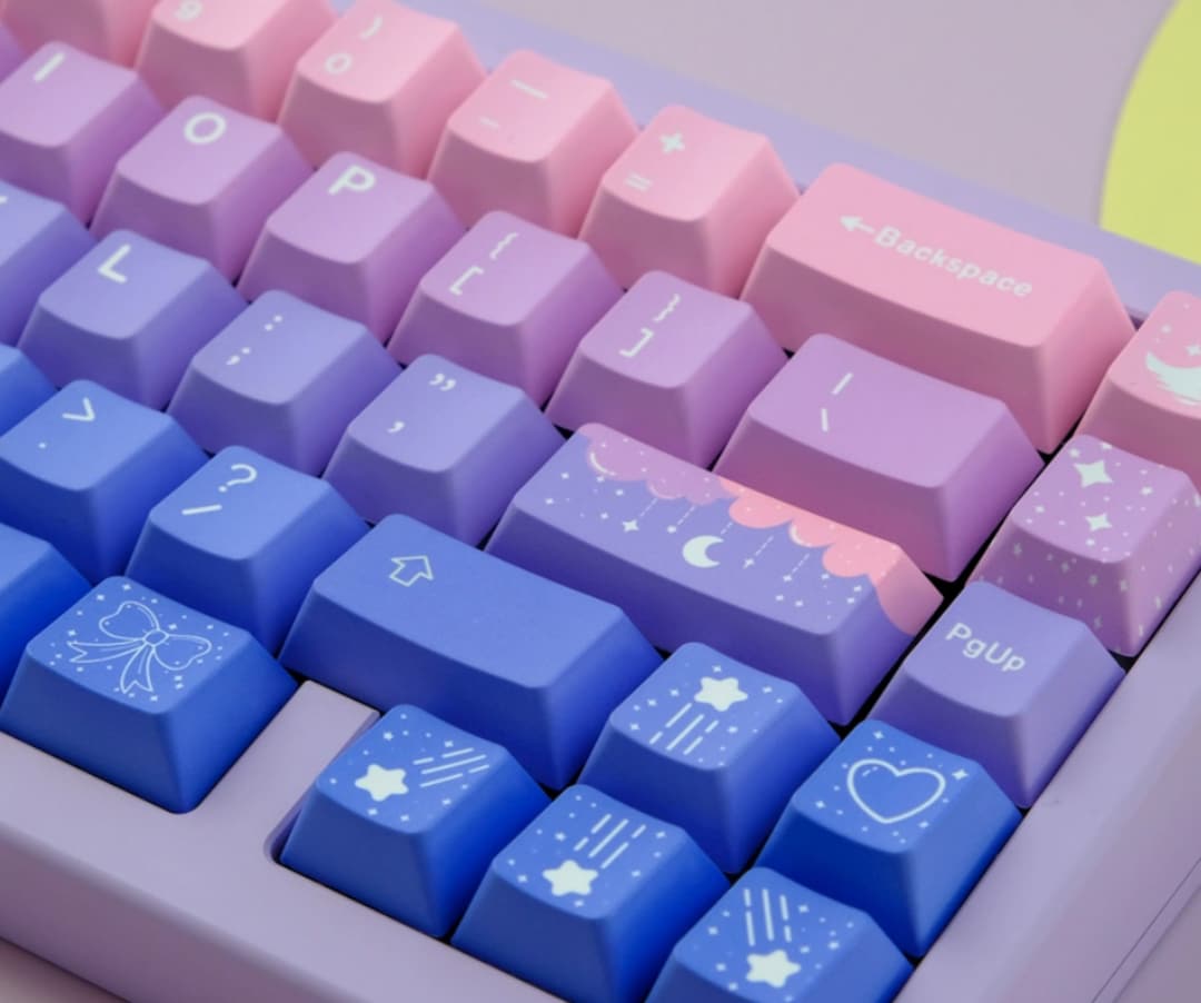 136PCS Star Moon Keycaps Set,pink Girlish Keycap,cute Keycap Set,cherry ...