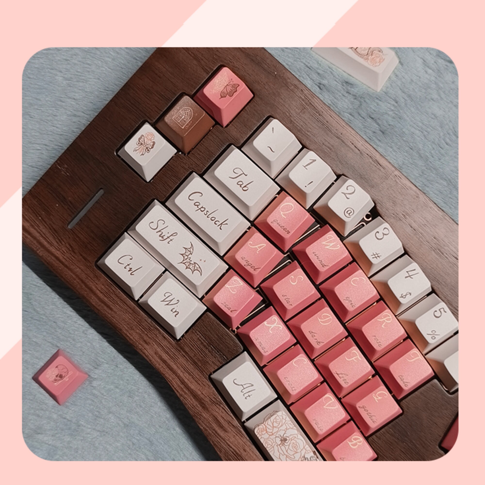 144PCS Skeleton Rose Theme Keycap Setpink Keycaphalloween - Etsy